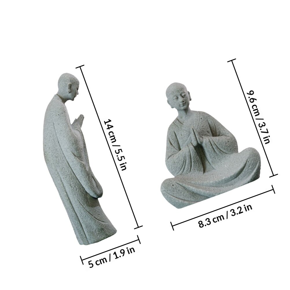 Фигурки монахов из камня светло-серого цвета для украшения столов и садов, комплект из 2 штук