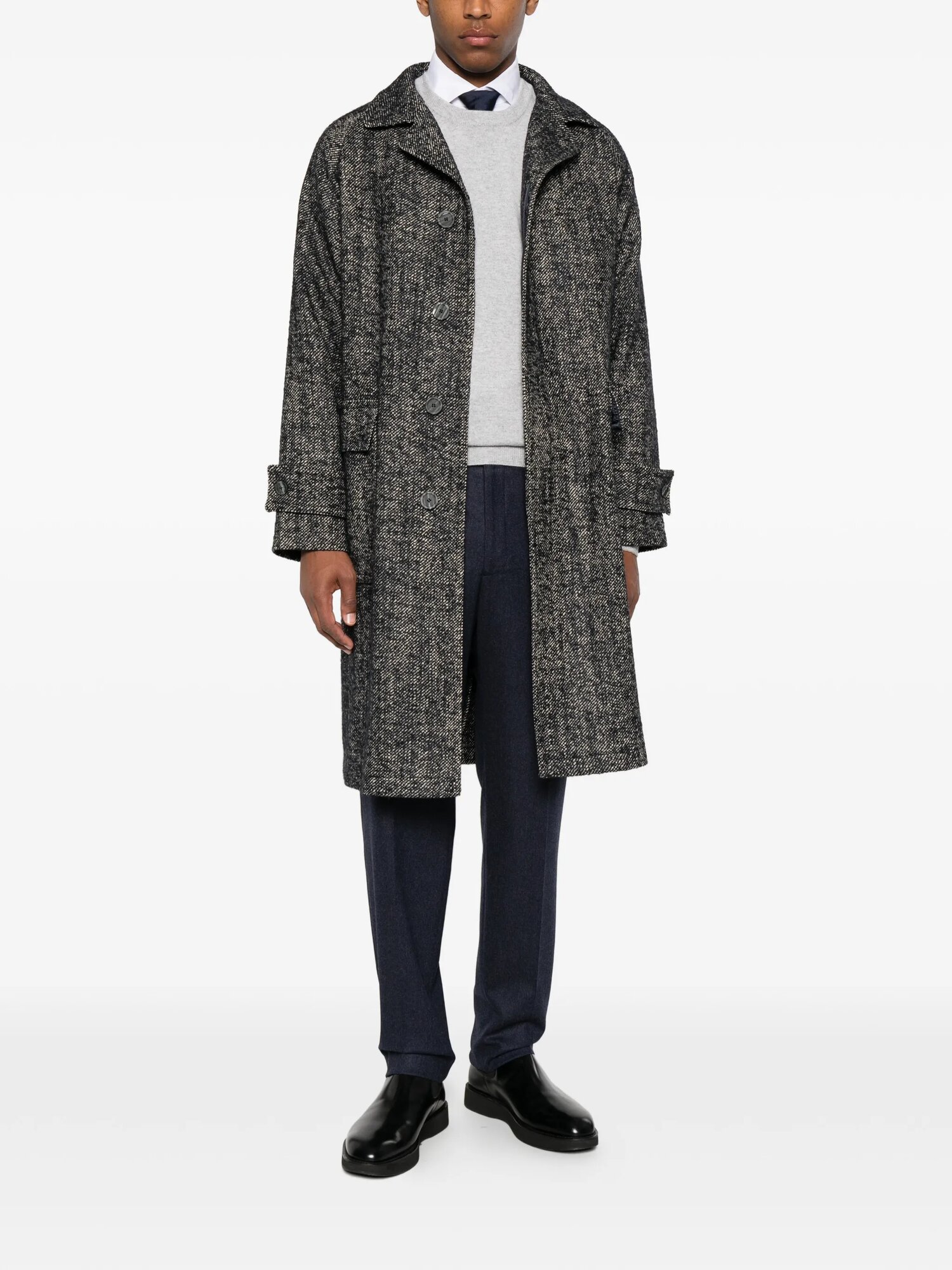 Пальто Tagliatore Herringbone-pattern button-fastening coat, размер 48, blue — фото 1