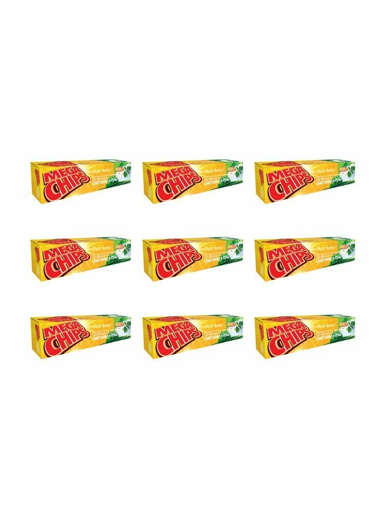 Mega Chips Чипсы-пластины картофельные со сметаной и луком, 100 г, 9 шт