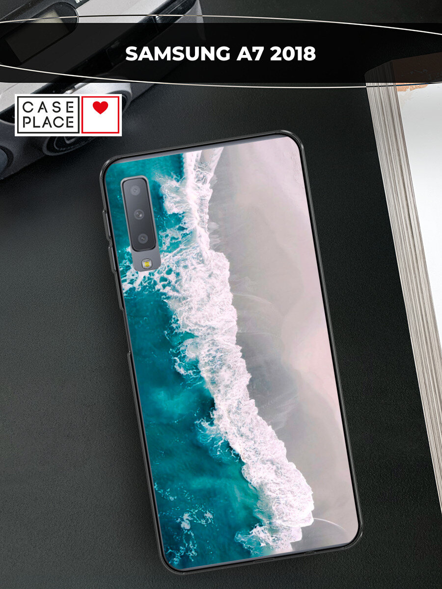 Чехол на Samsung Galaxy A7 2018 / Самсунг Галакси А7 2018 с принтом Бирюзовые волны