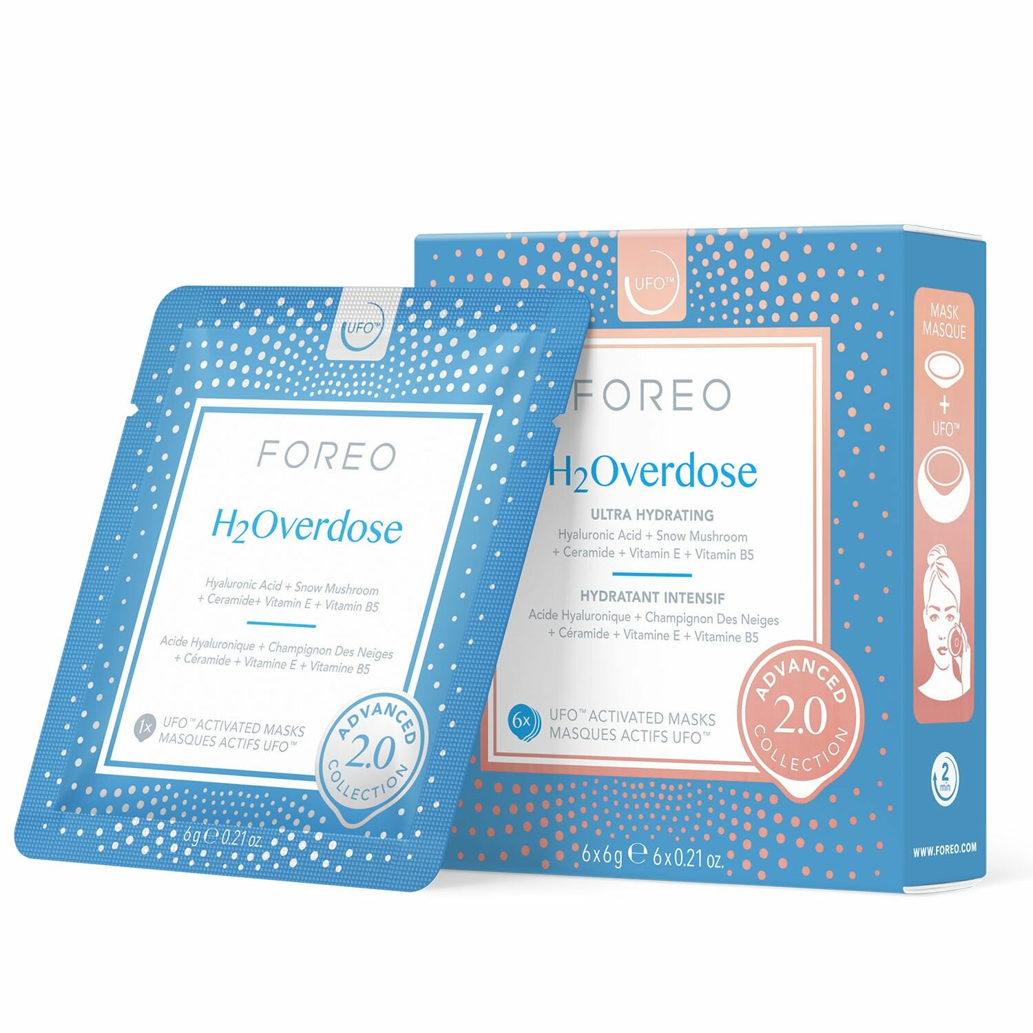 FOREO Увлажняющая маска для лица для обезвоженной кожи H2Overdose для UFO/UFO mini