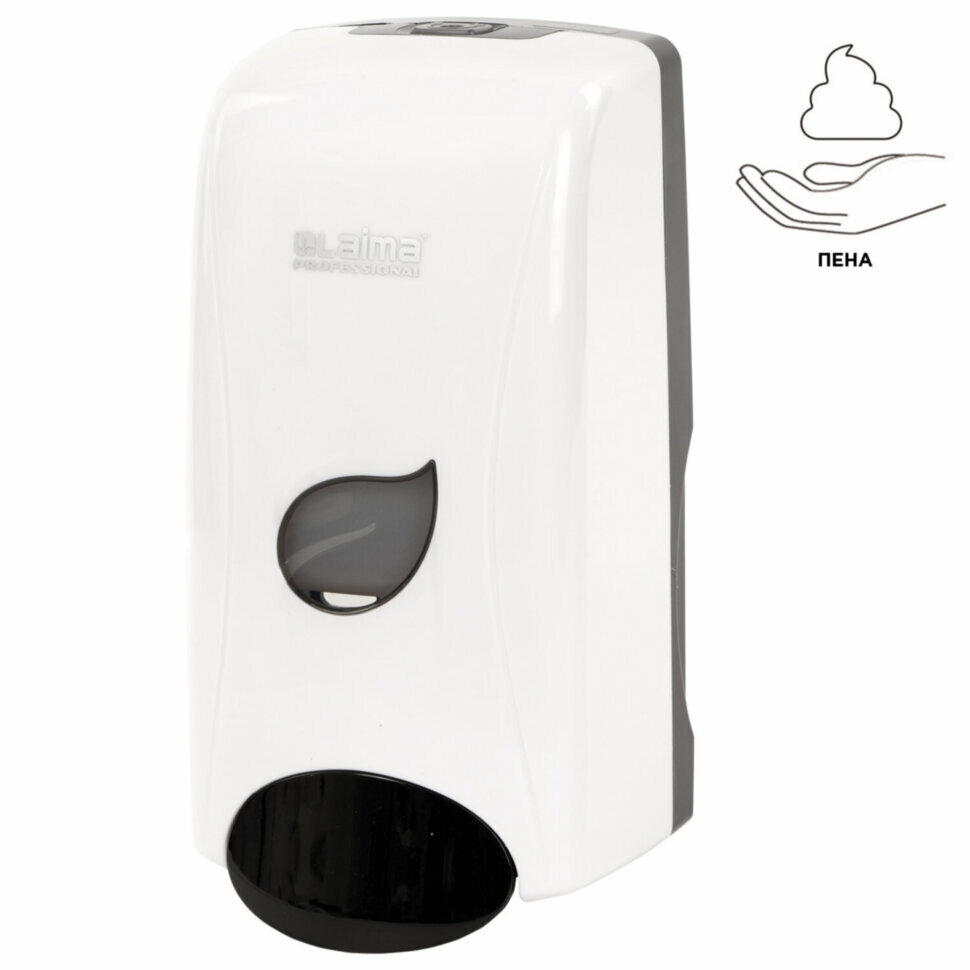 Дозатор для мыла-пены LAIMA PROFESSIONAL ECO, наливной, 1 л, белый, ABS-пластик, 606552, 606552