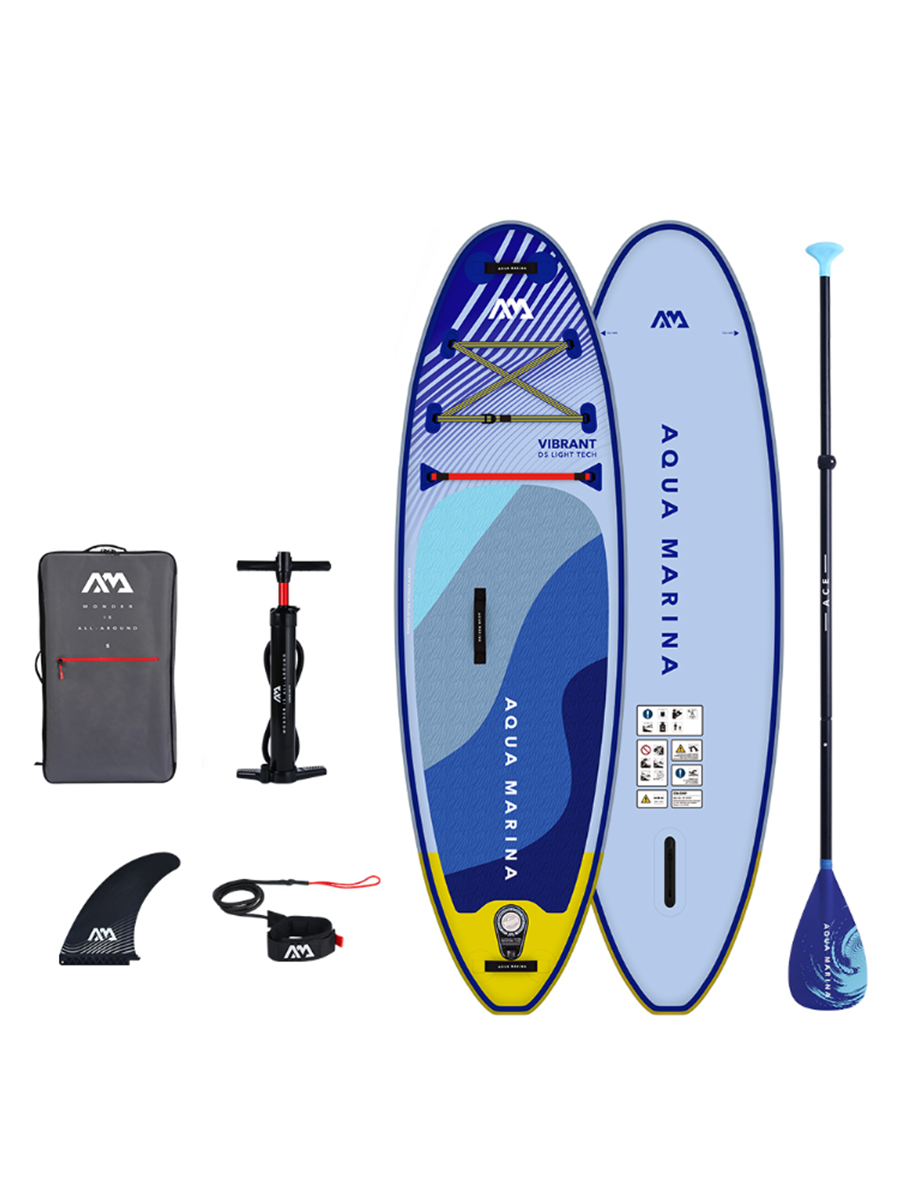 SUP-борд надувной Aqua Marina Vibrant BT-24VIP детская (насос, весло, лиш, киль, ремнабор, сумка) синий