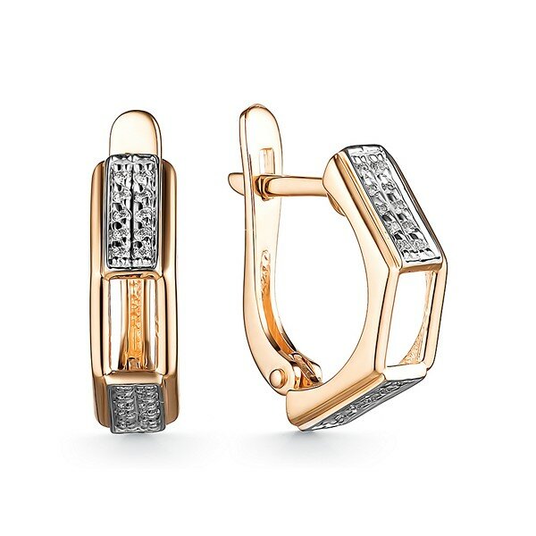 Серьги, красное золото, 585 проба, фианит
