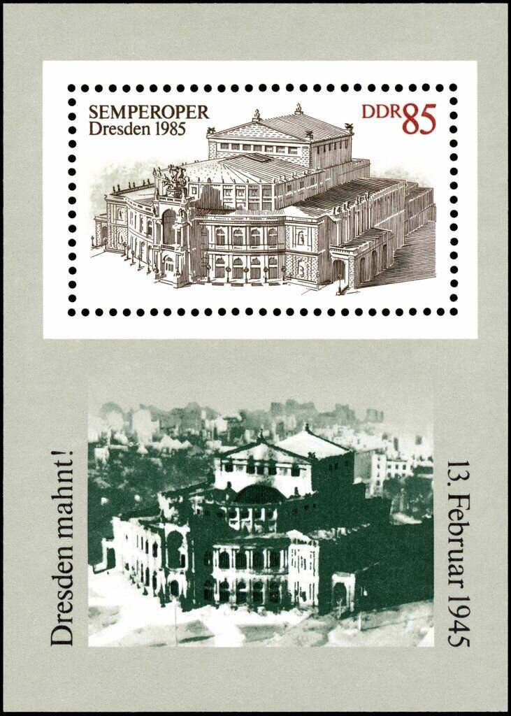 (1985-011) Блок Германия (ГДР) "Здание оперы" Открытие оперы Земпера, Дрезден II