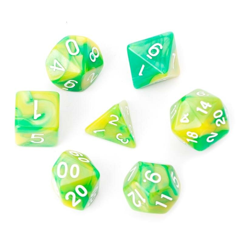 Акриловые многогранные кости для TRPG, 7 шт, Зеленый