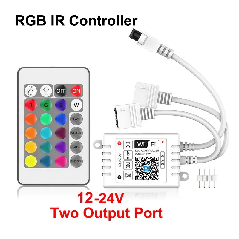 RGBW IR Контроллер 12-24V, 2 Output Port, Цвет: RGB WIFI 24Key Box2