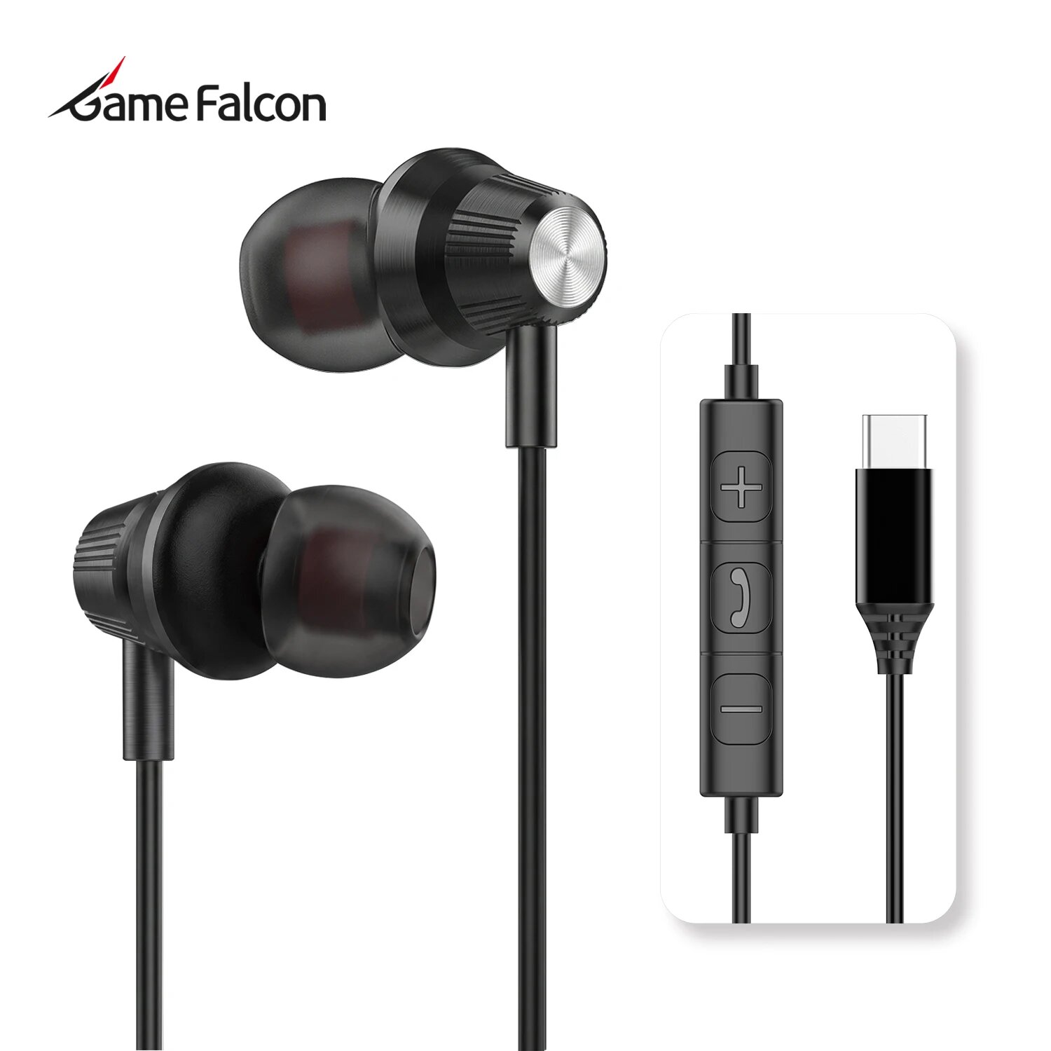 Проводные наушники Game Falcon Black USB Type-C