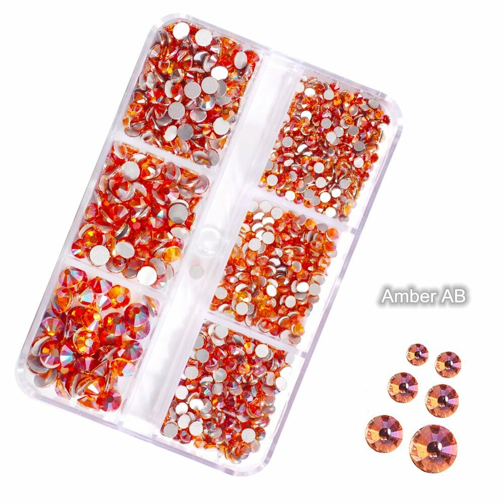 Стразы стекло Hisenlee, оранжевые Amber AB, 900-1000 шт
