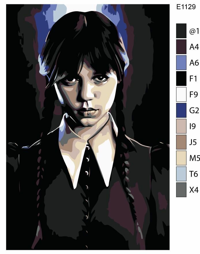 Детская картина по номерам E1129 "Сериал Wednesday (Уэнсдэй). Уэнздей Аддамс" 20x30