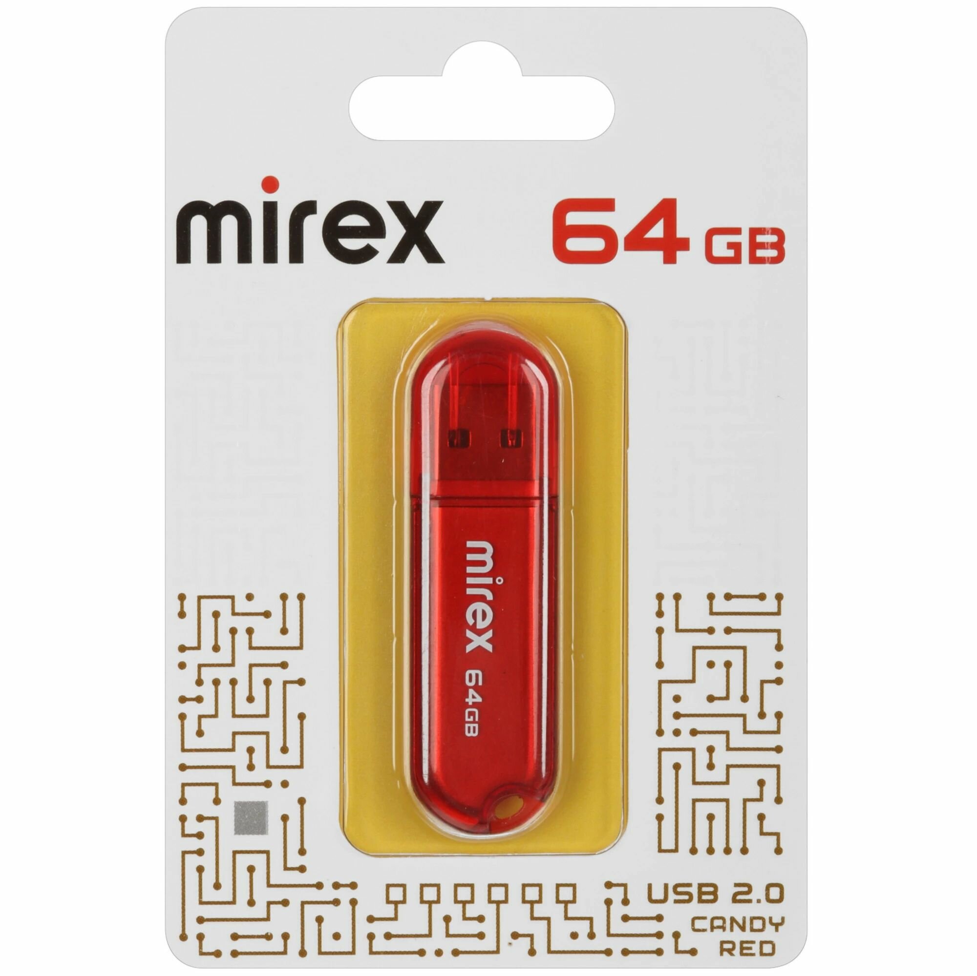 Память USB Flash 64 ГБ MIREX CANDY (13600-FMUCAR64) - USB2.0, USB Type-A, чтение до - 32 МБ/с, запись до - 21 МБ/с