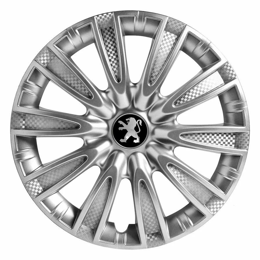 Колпаки ПЕЖ торнадо R14", серебристый карбон, 4 штуки