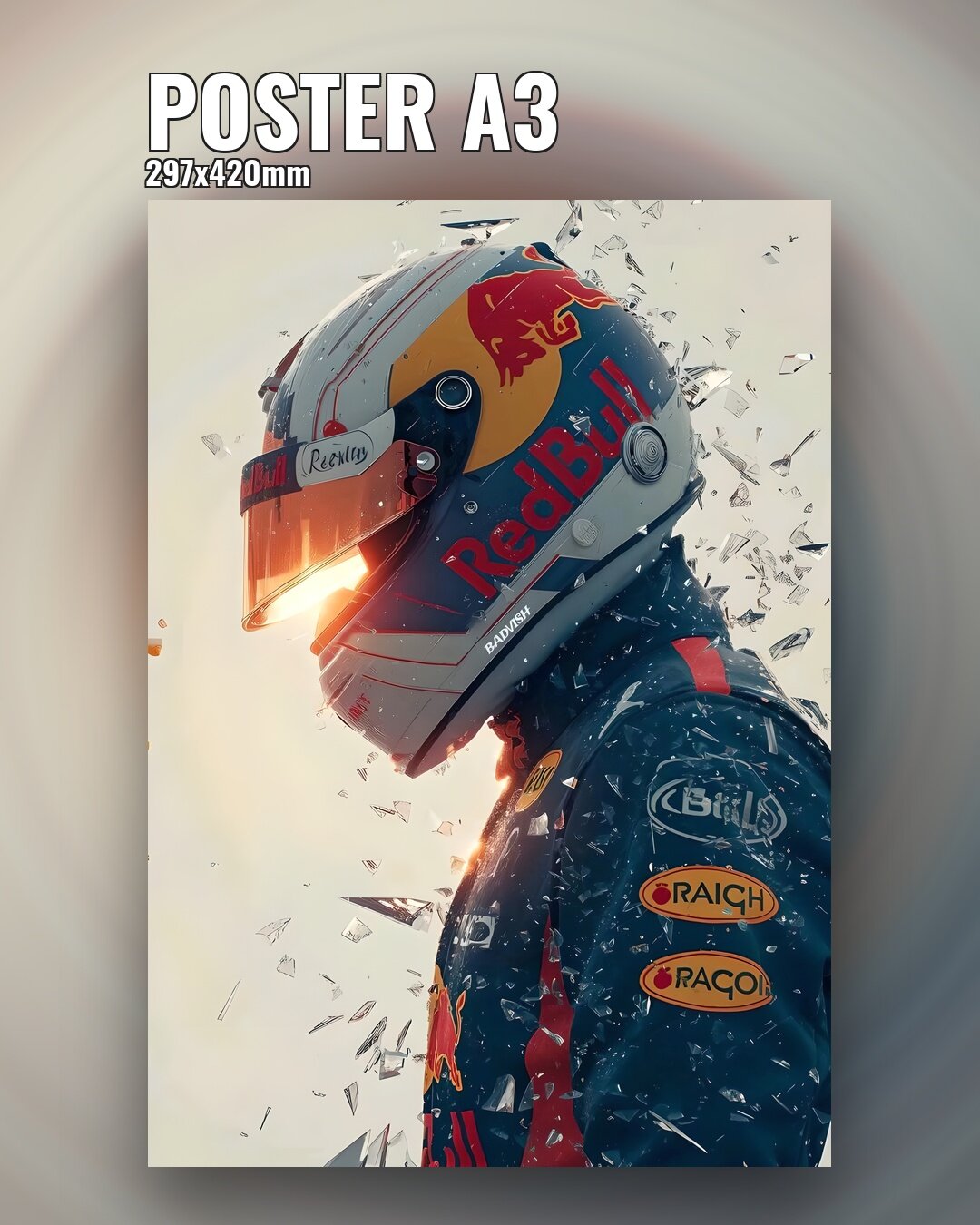 Постер гонщик Формулы 1 в шлеме Red Bull
