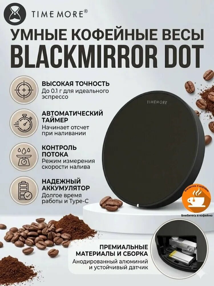Timemore Электронные кухонные весы BLACKMIRROR Dot, черный