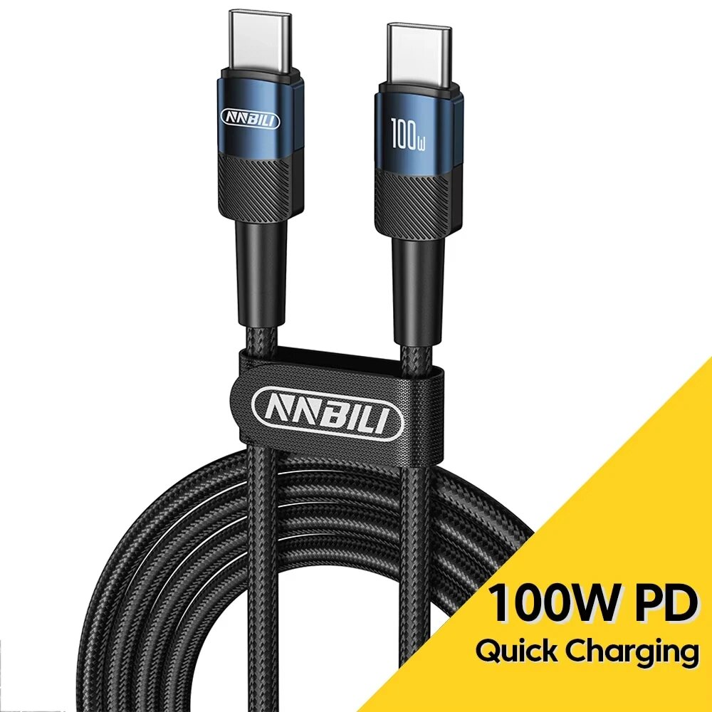 NNBILI USB C кабель 100W, 1 м, C-C Blue