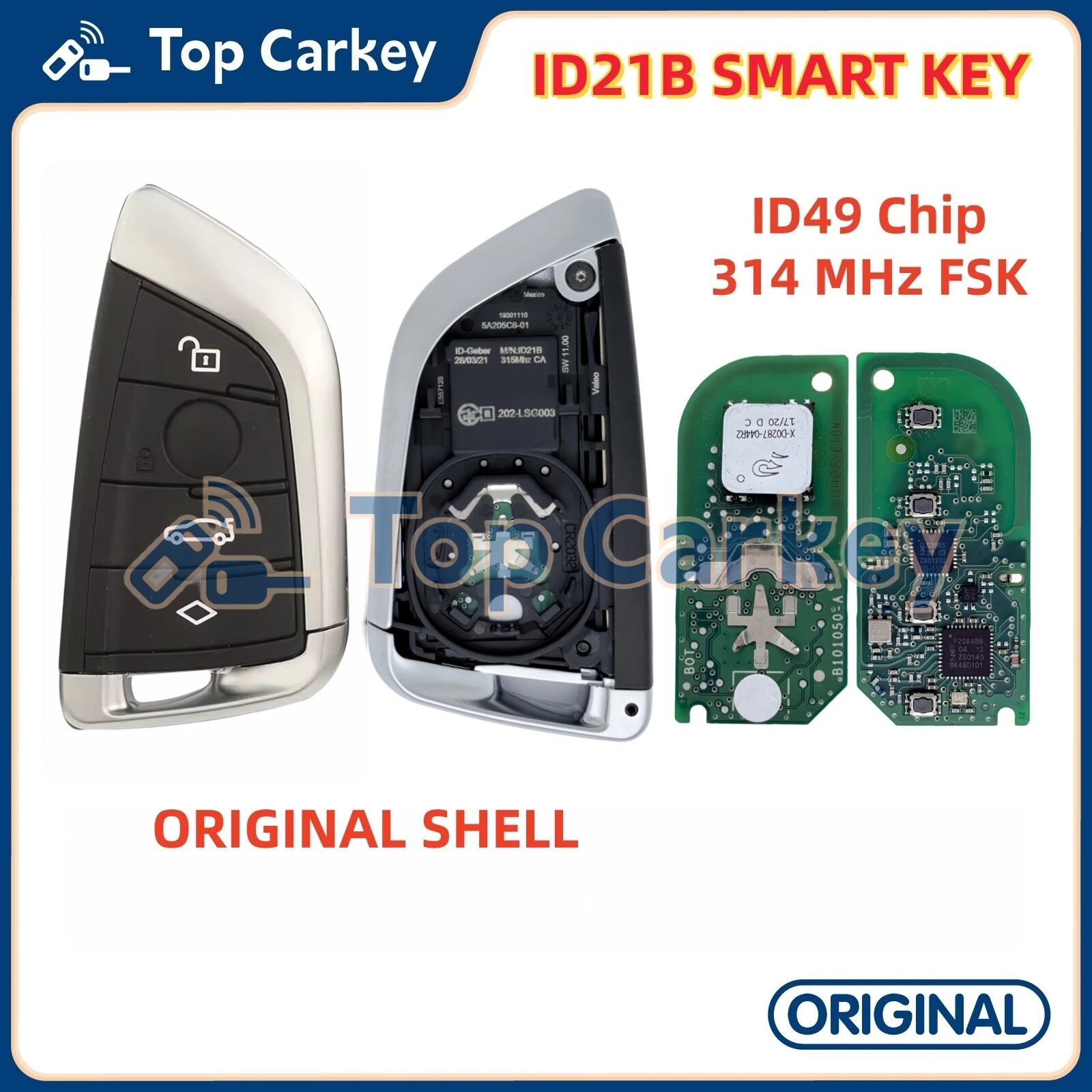 BMW ID21B Smart Key, ID49 Chip, 315MHz, Black 4BTN