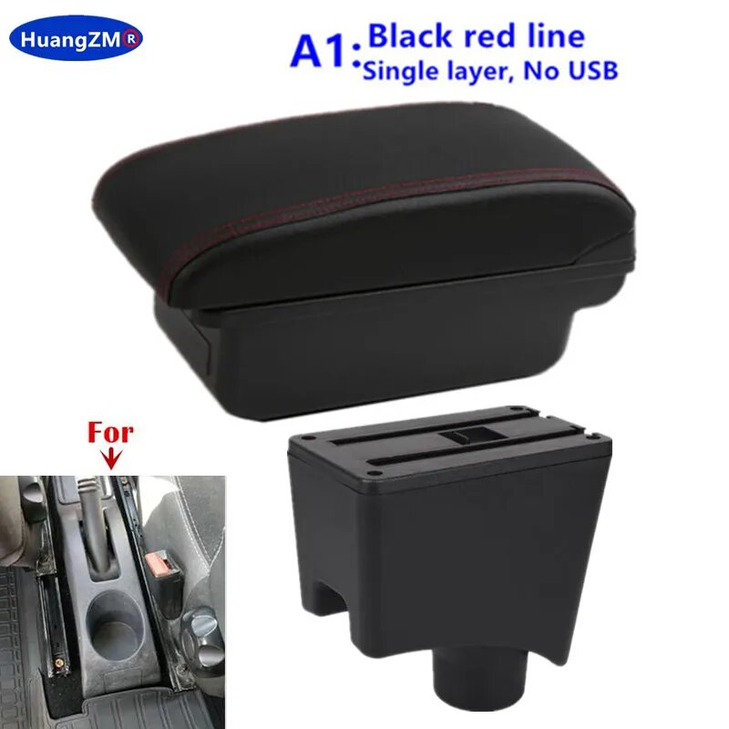 Подлокотник для Renault Sandero, Dacia Sandero, Nissan Almera G15, Lada LARGUS, A1 Black red NO USB