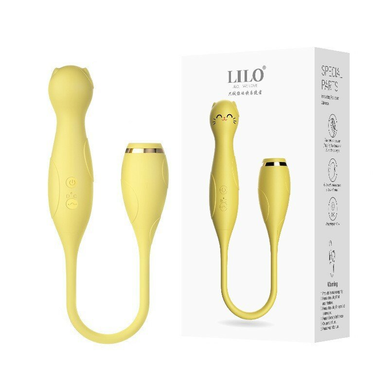Lele Moe Cat Двойной Головной Перезаряжаемый Вибратор с USB-Зарядкой, Лимонно-Желтый Цвет для Личного Удовольствия и