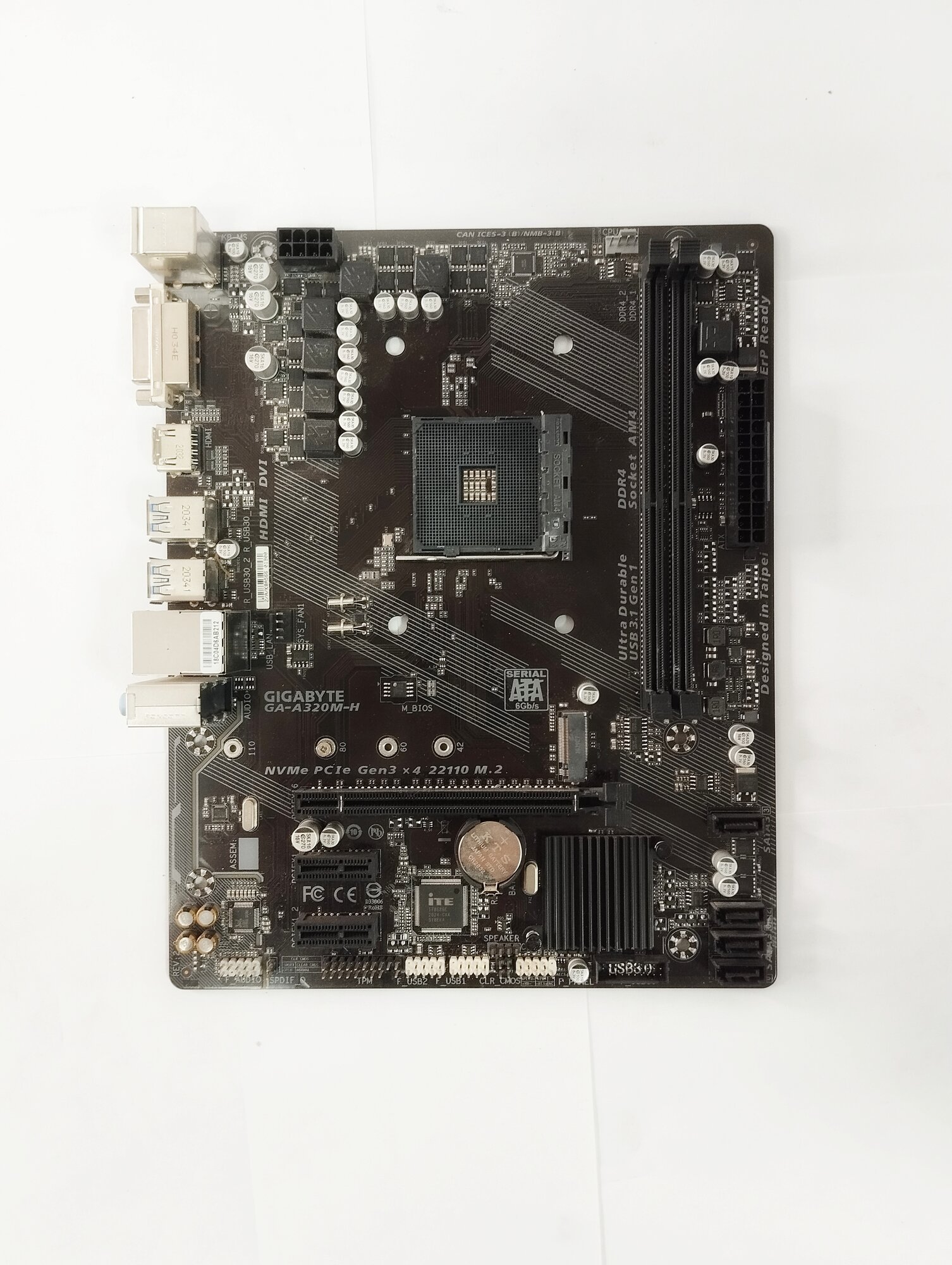 Материнская плата Gigabyte GA-A320M-H AM4, 2xDDR4, Micro-ATX