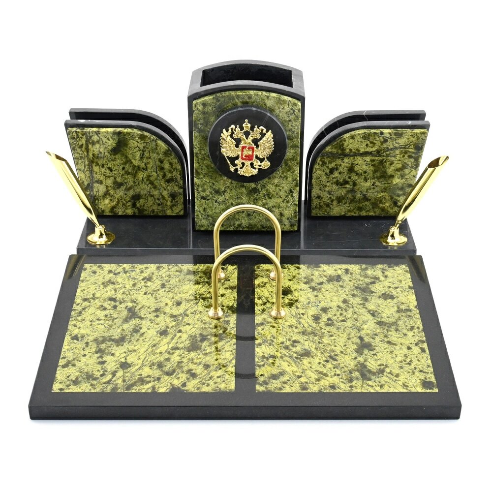 Письменный прибор из змеевика с гербом "Канцелярский" 250*260*140мм