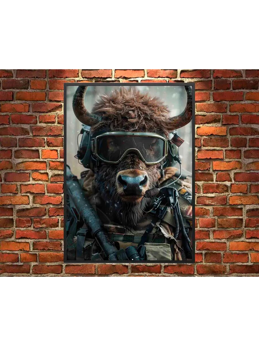 Бизон-животное-солдат 4, Плакат 30x42см
