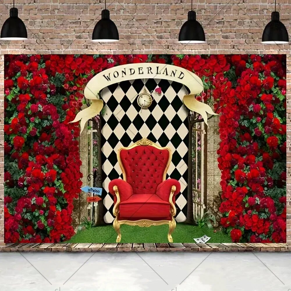 Фоновое полотно Bonvvie "Приключения Алисы в Стране Чудес", виниловый Vinyl 200X150cm, BJ-cl45-15