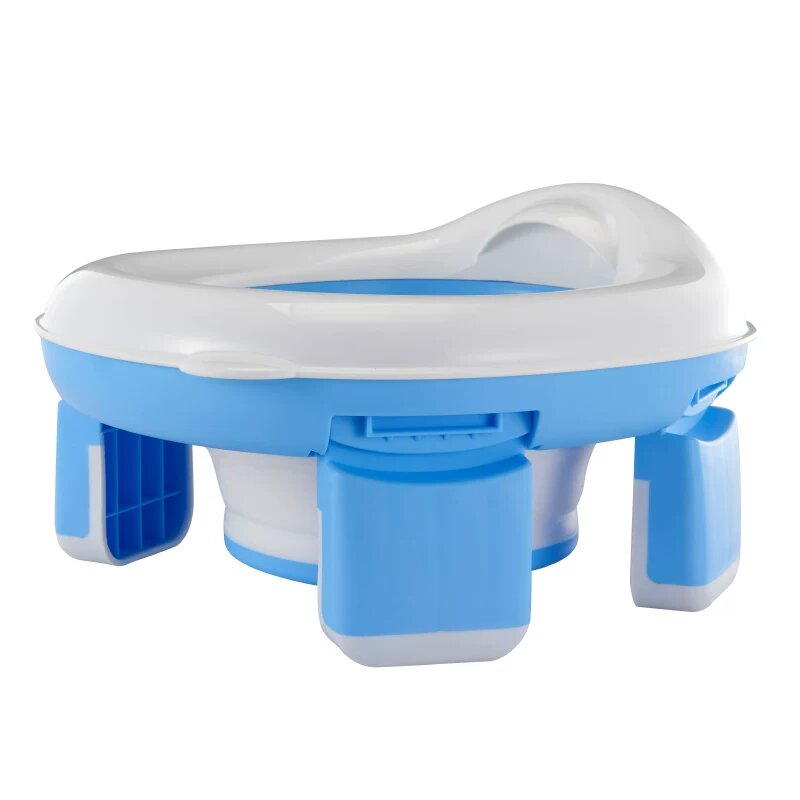 Синяя портативная складная детская туалетная сидушка для автомобиля, компактный горшок с 20 чистящими мешками и сумкой
