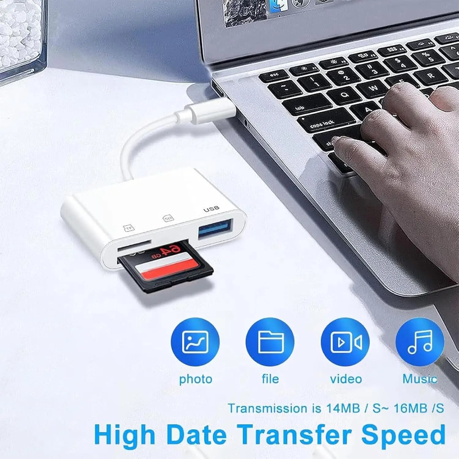 Кардридер 3-в-1 USB/Type-C для карт SD/TF и USB-накопителей — фото 1