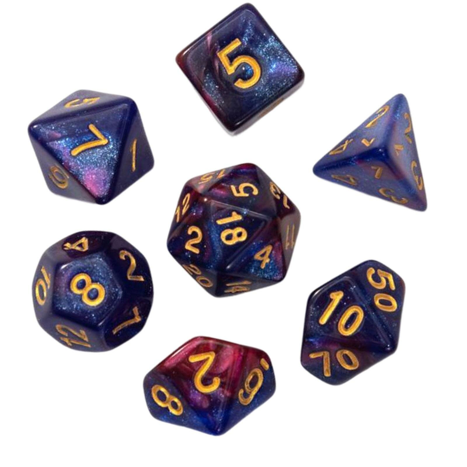 7 акриловых игральных костей для вечеринок, D4, D8, D10, D12, D20, для MTG, ролевых игр, красные и синие.