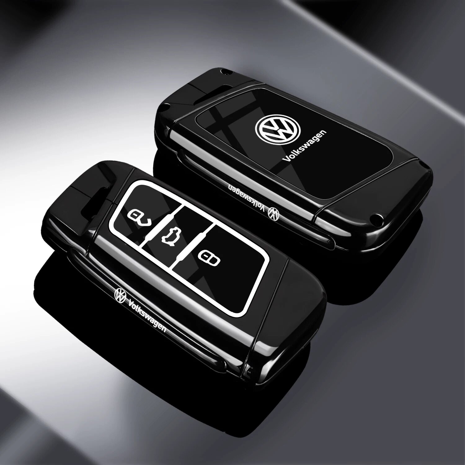 Одиночный ключевой чехол Volkswagen в черном цвете из цинкового сплава без замка для моделей Пассат, Тигуан, Туран