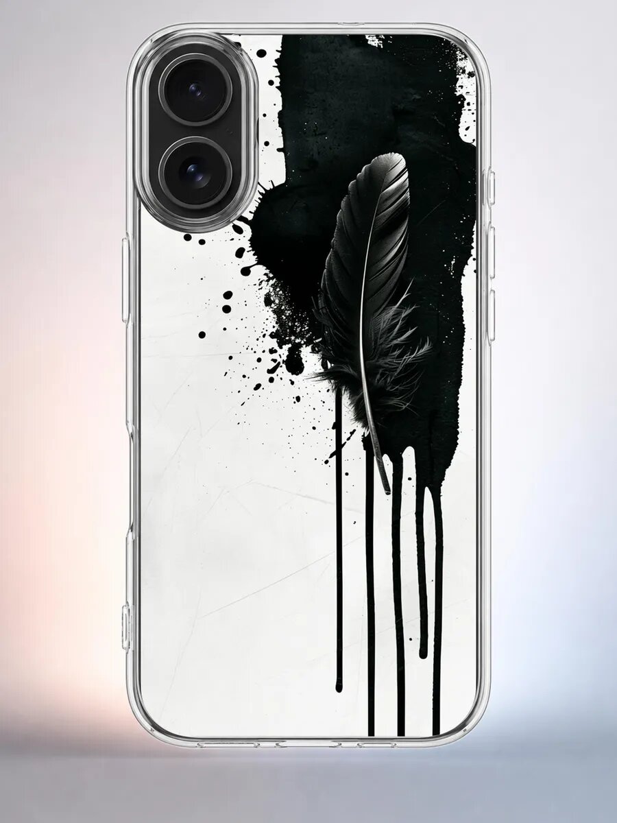 Чехол iPhone 16 Перо и чернила силиконовый прозрачный