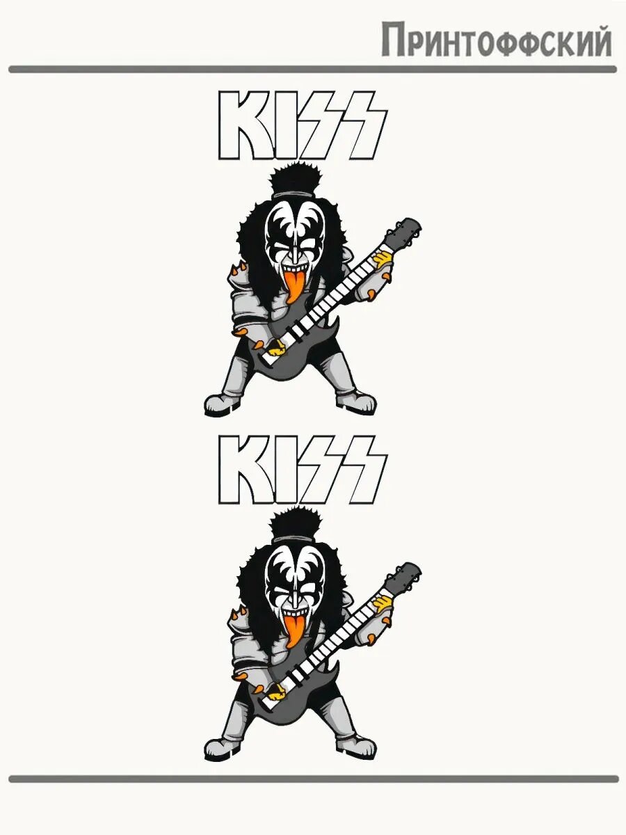 2-е (Две) Термонаклейки крутой персонаж из рок группы kiss