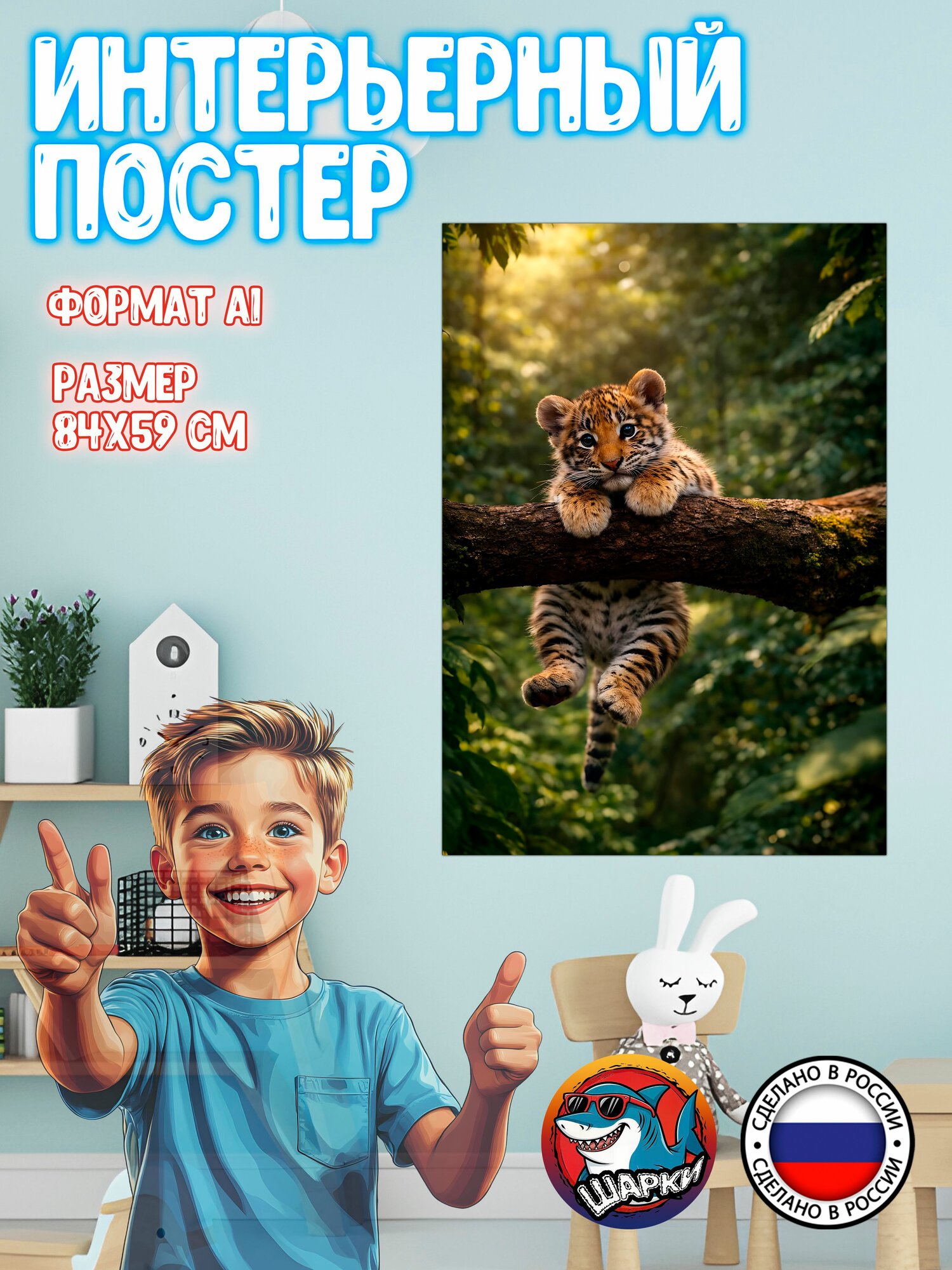 Постер детский А1 Животные