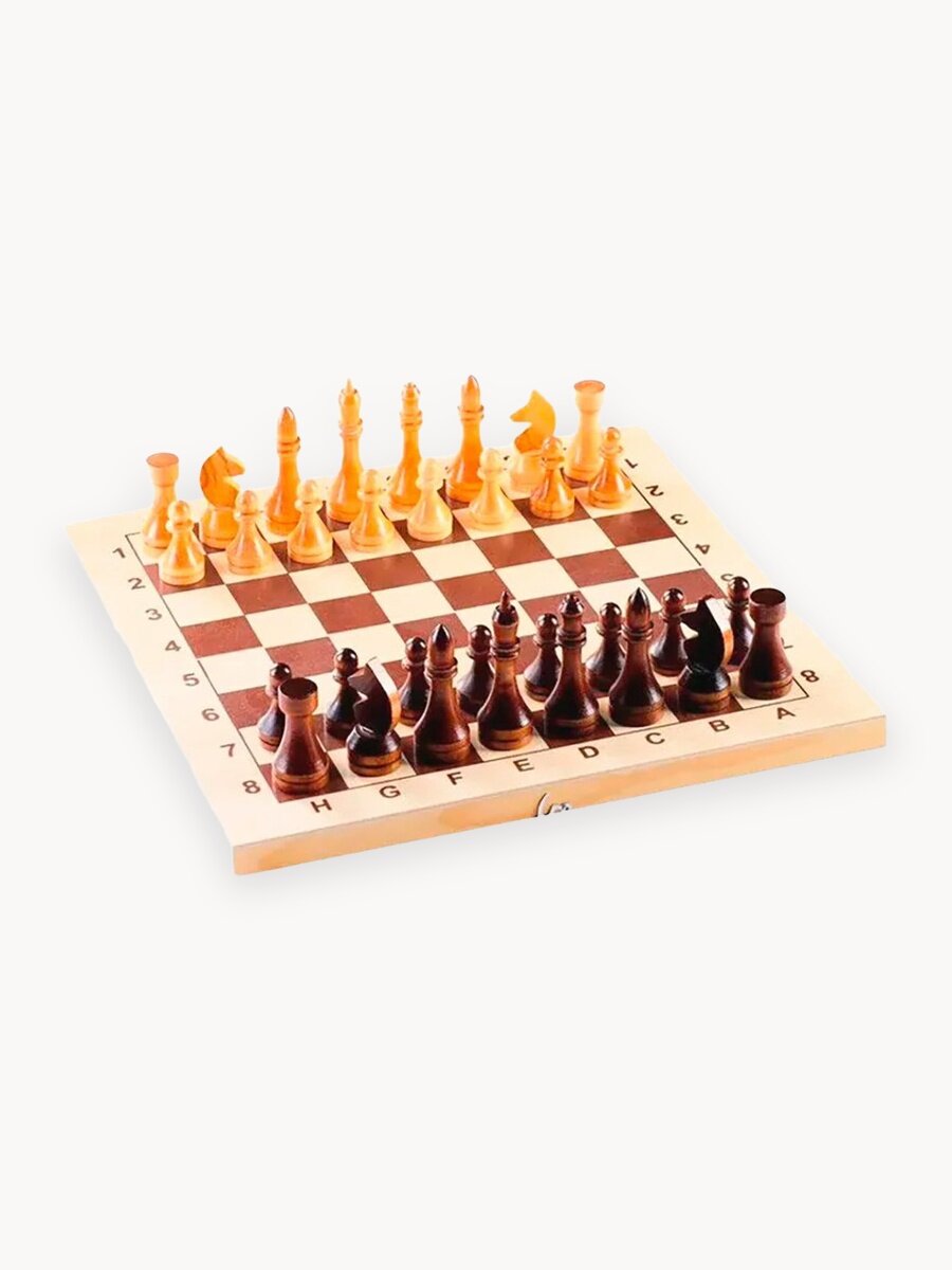 Шахматы гроссмейстерские, деревянные с подклейкой фетром, с деревянной доской 420х210 мм, клетка 45 мм, 02-16П