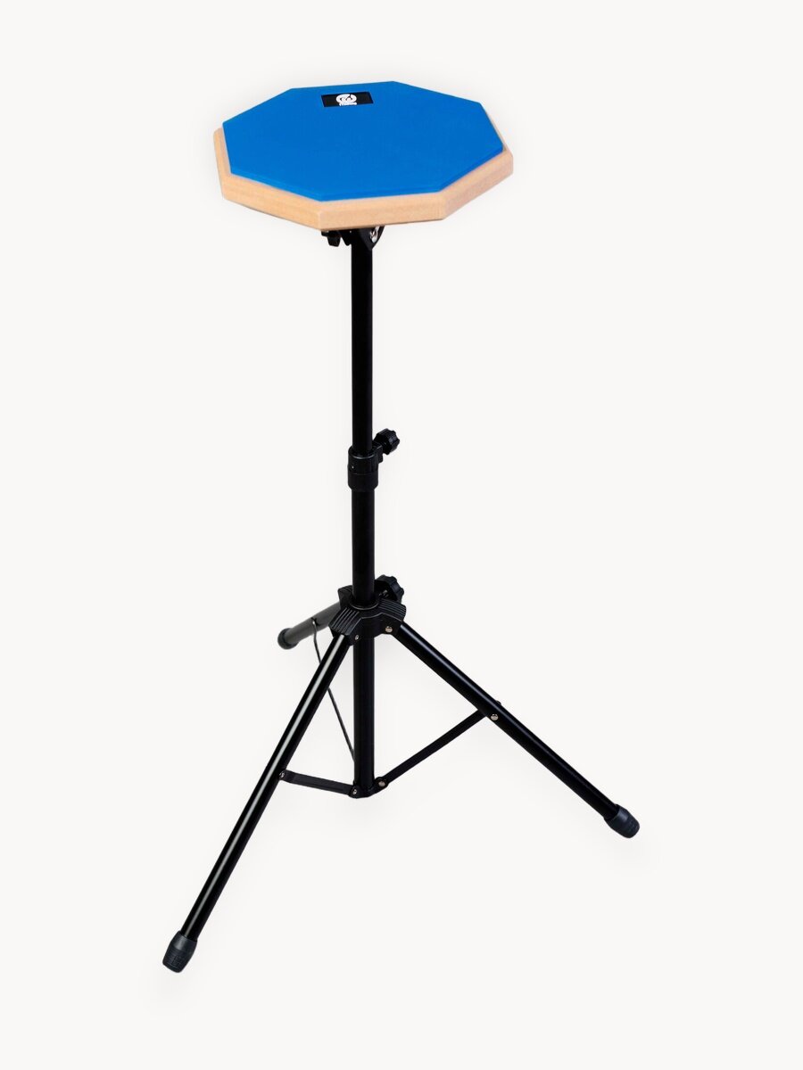 Набор барабанщика 3 в 1 (Пэд тренировочный для барабанов со стойкой синий, барабанные палочки 5а, курс)