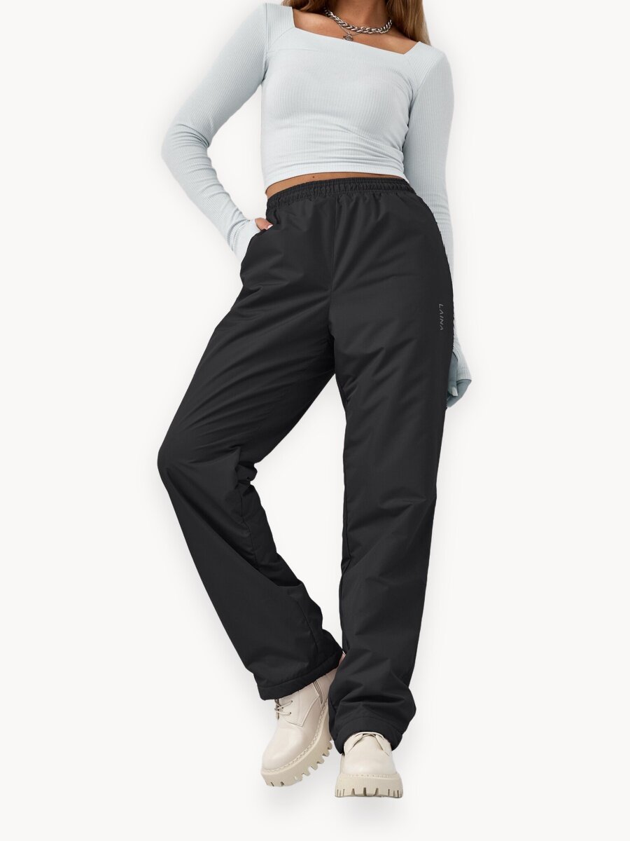 Брюки утеплённые прямые из плащевки утепленные на флисе