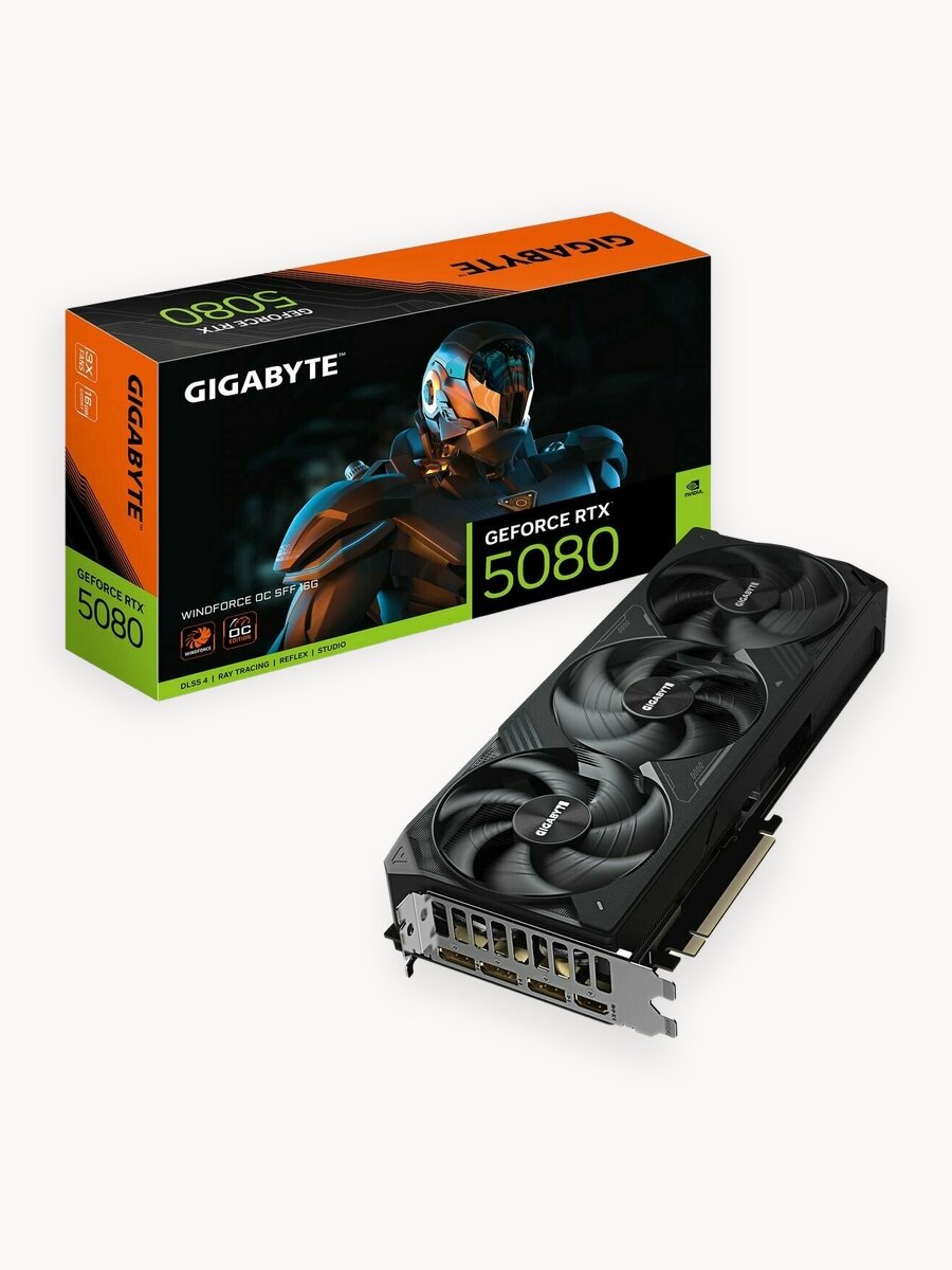 Видеокарта Gigabyte RTX5080 WINDFORCE OC SFF 16GB GDDR7 256bit 3xDP HDMI 3FAN RTL