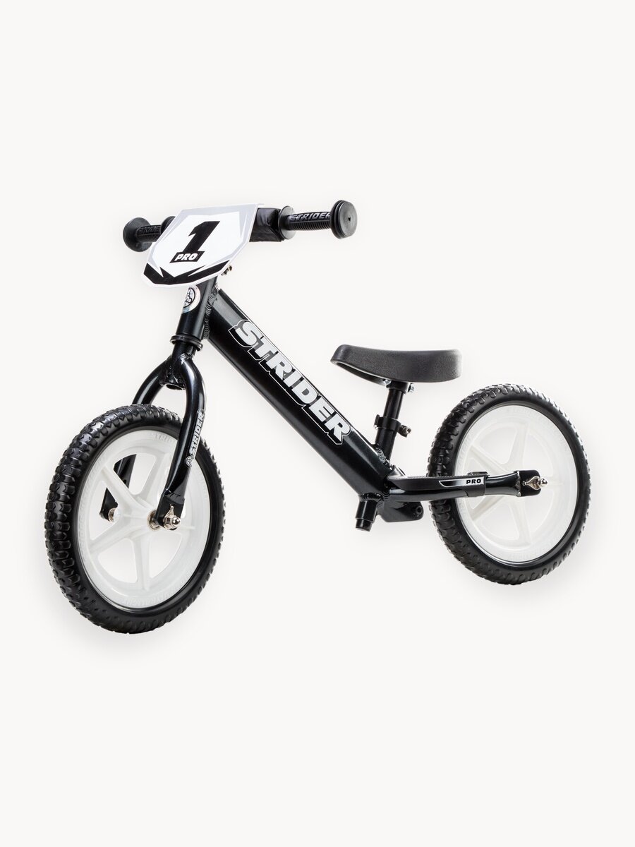 Беговел Strider 12' PRO детский 1.5+ , рама алюминий, чёрный перламутр