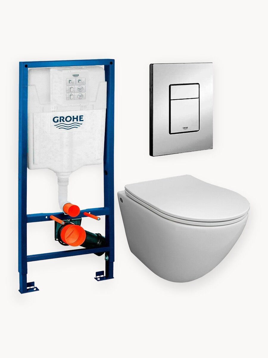 Инсталляция Grohe 38772001 + унитаз Bloomix Trend 3.0 AD1203T/UF1 безободковый торнадо Ceramic+ с сиденьем