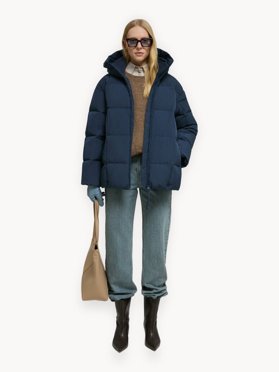 Пуховик стеганый с натуральным пухом