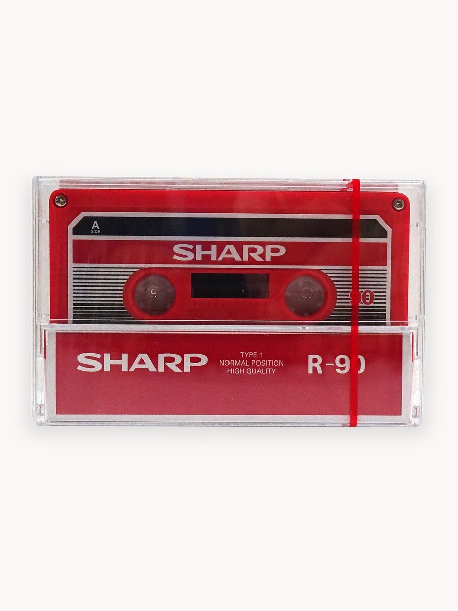 Аудиокассета SHARP R-90 красная в прозрачной упаковке