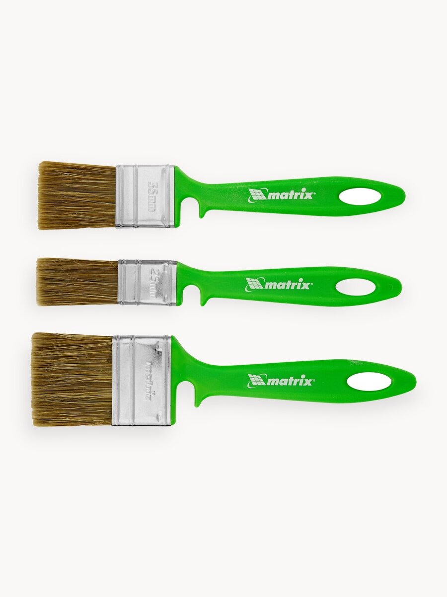 Набор кистей для работ по дереву Matrix 25мм, 35мм, 50мм, смешанная щетина, пластиковая рукоятка 83379