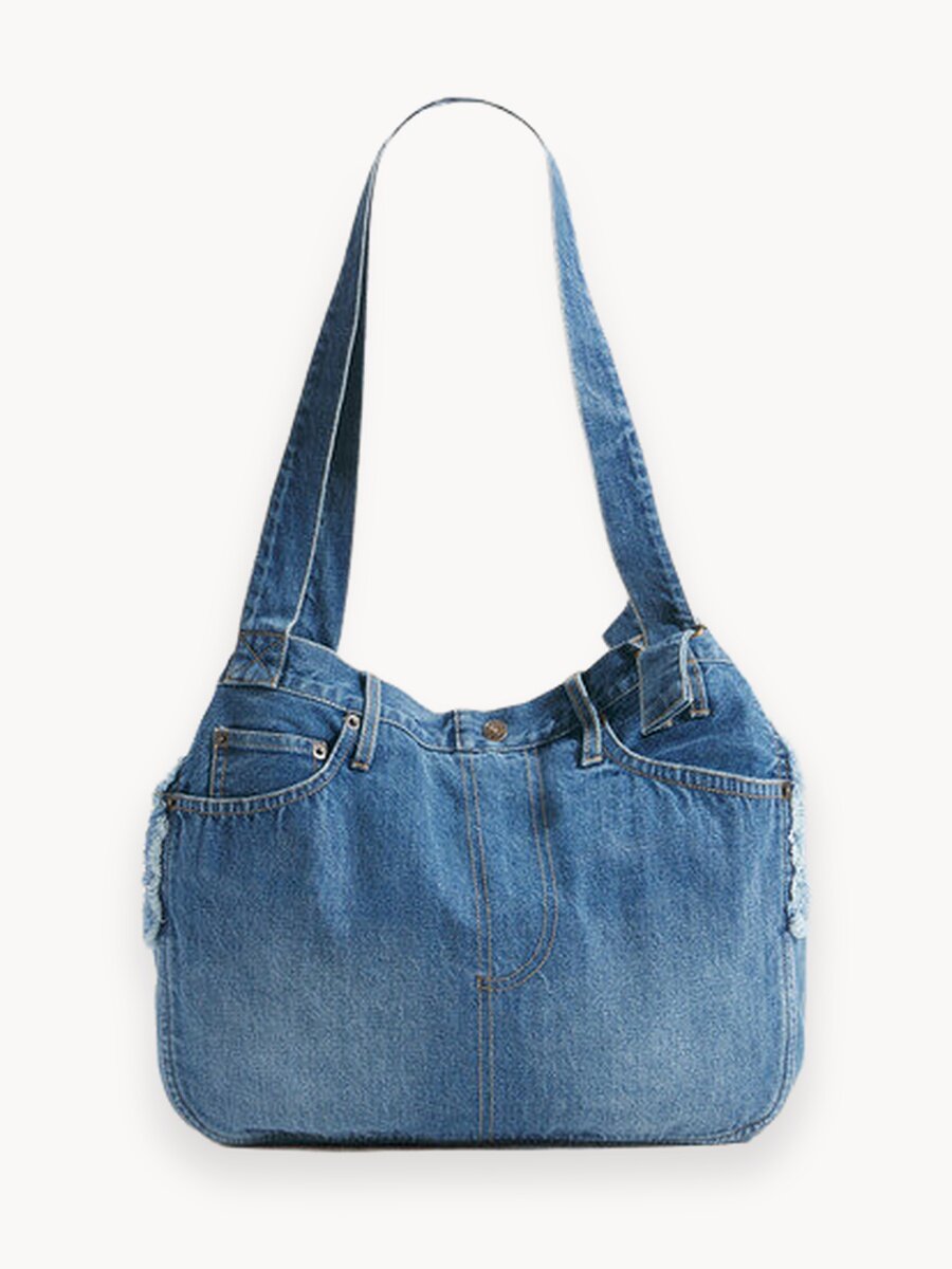 Сумка шоппер Maison David BAG-1, фактура гладкая, светло-синий