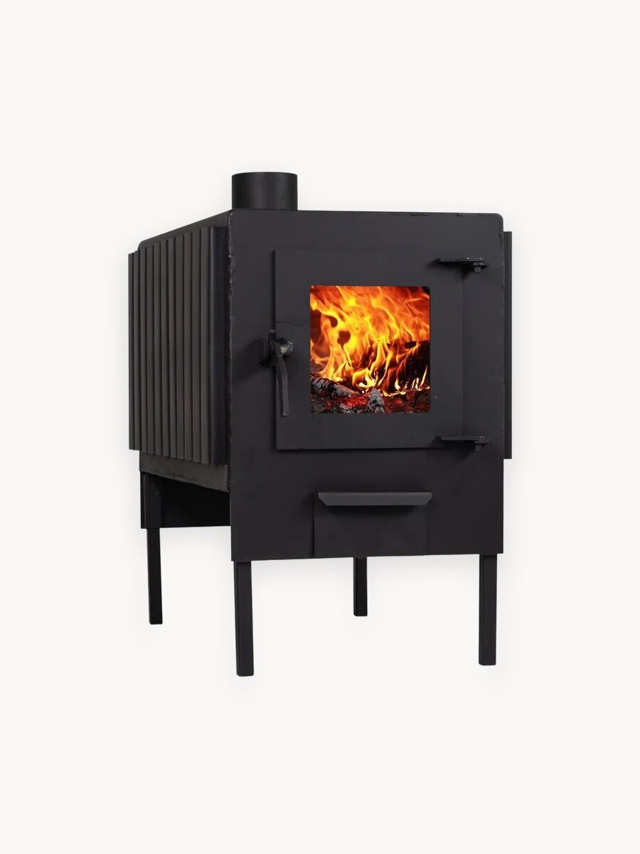 Печь Helicon Теплосталь стандарт со стеклянной дверцей, 100 м2, буржуйка для дома, дачи, гаража, палаток