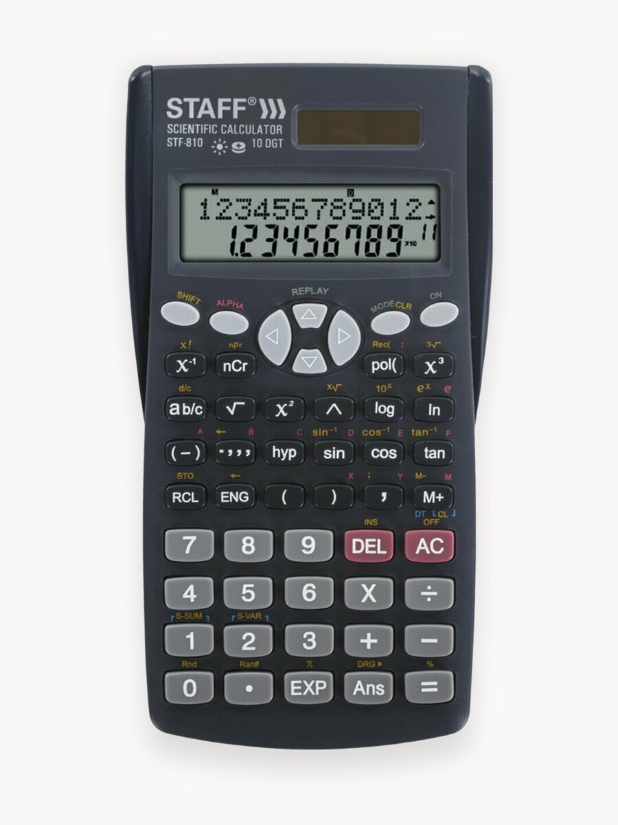 Калькулятор инженерный непрограммируемый научный двухстрочный Staff Stf-810 (161х85 мм), 240 функций, 10+2 разрядов, двойное питание, 250280