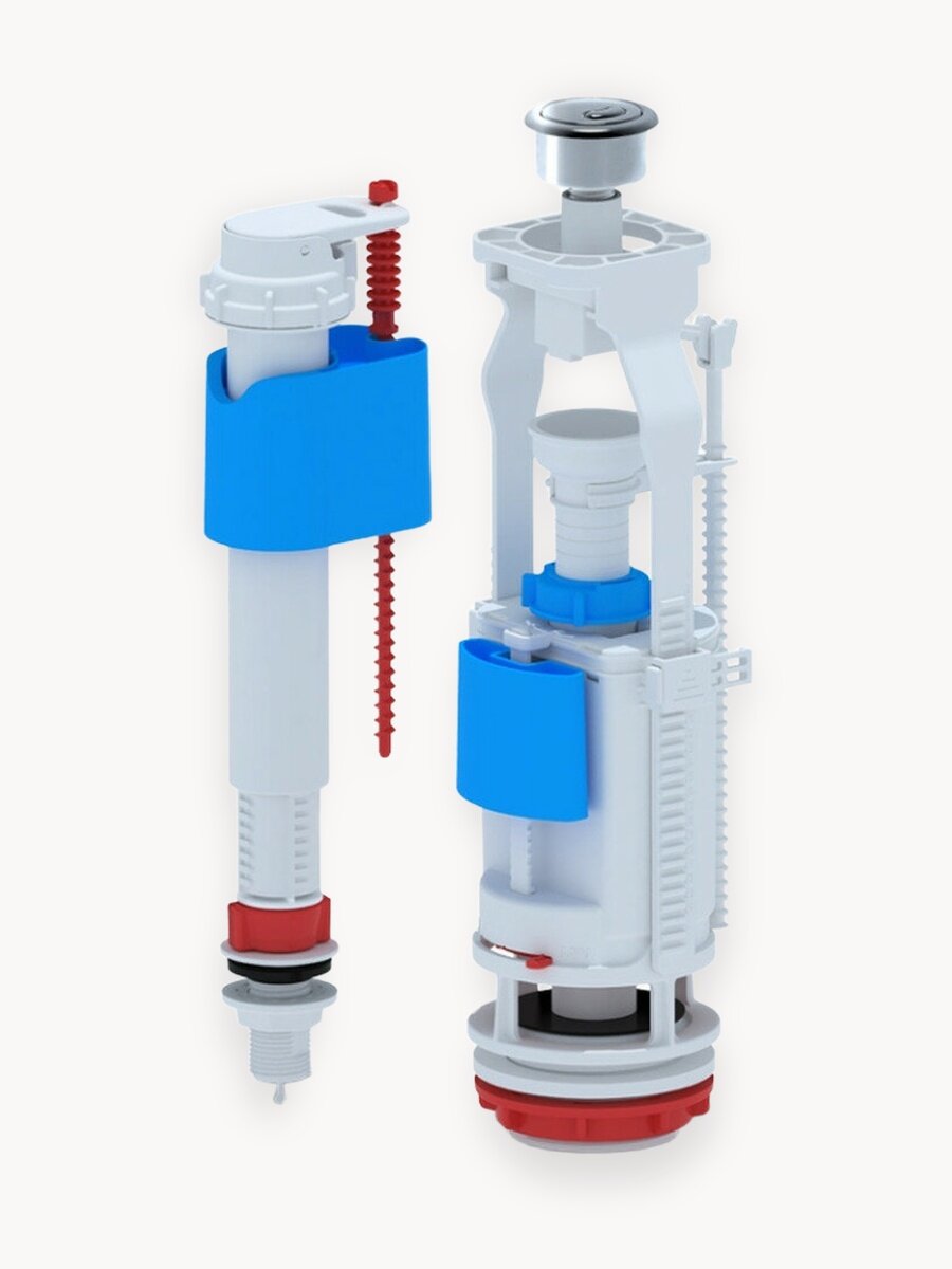Набор с нижним подводом 1/2 пластик, кнопка хромированная двойная