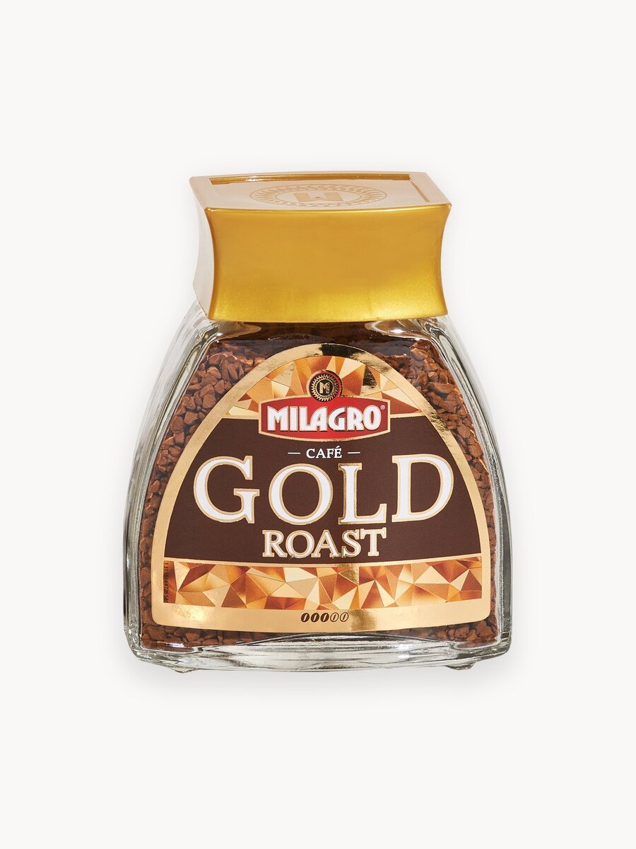 Кофе растворимый Milagro "Gold Roast", сублимированный, стеклянная банка, 47,5 гр