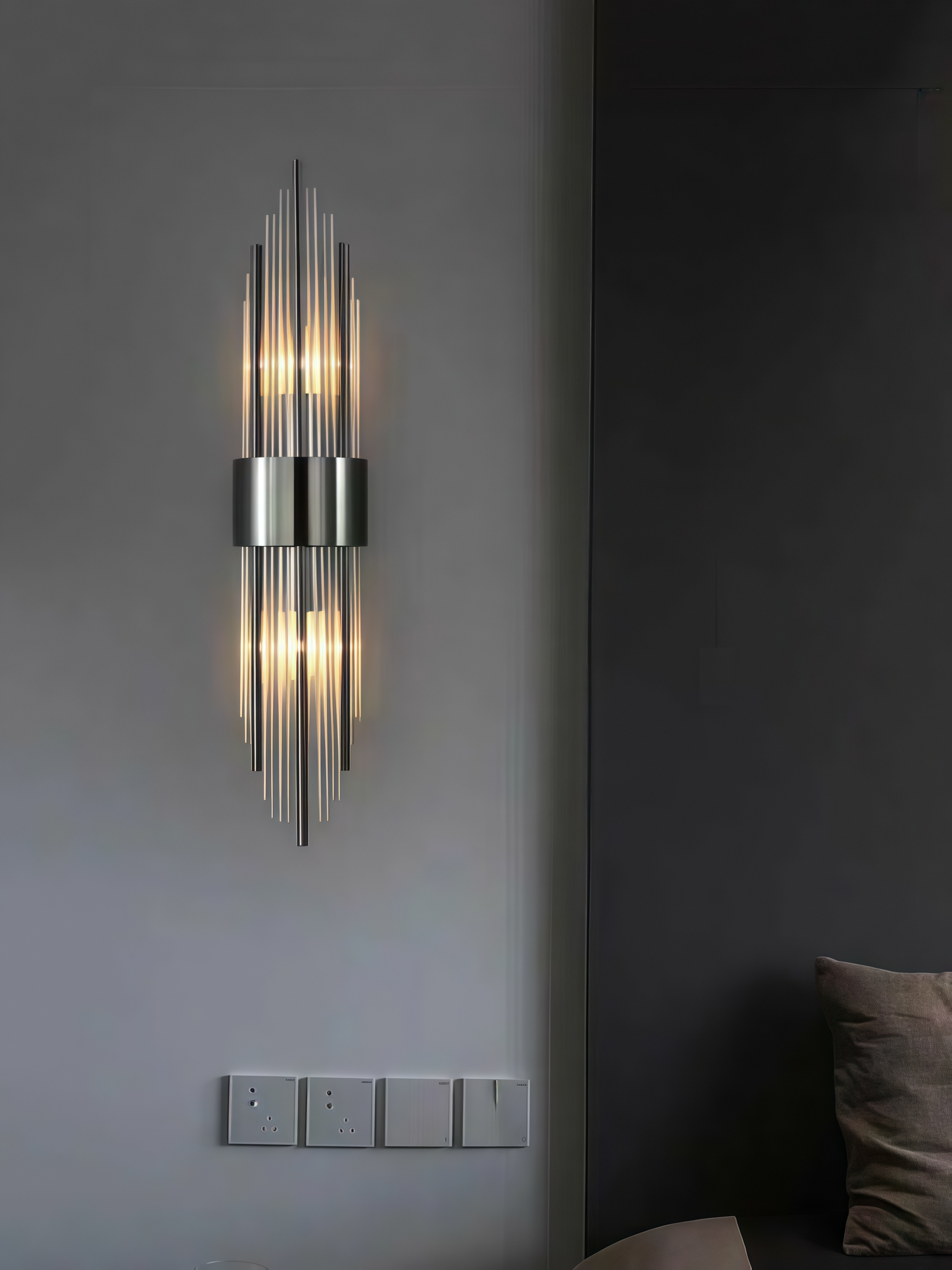 Современный роскошный серый светодиодный настенный светильник бра для внутреннего оформления Гостиной Спальни лестницы