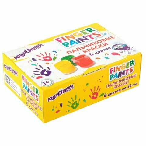 Краски пальчиковые для малышей от 1 года, классические цвета, 6 по 35 мл, юнландия, 192567