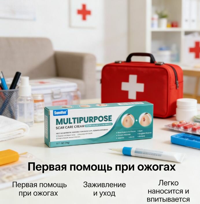 Заголовок ( символов) Многофункциональный крем Sumifun Multipurpose Scar Care Cream для заживления ран, уменьшения рубцов, ухода за кожей и профилактики инфекции